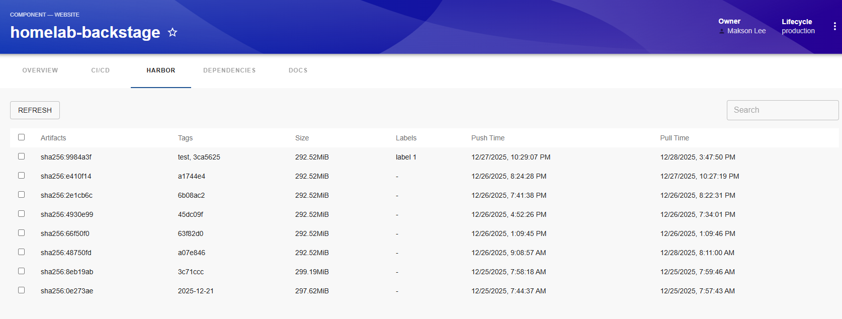 Show Harbor Image Artifacts in Backstage as an Entity Tab (Harbor API ...